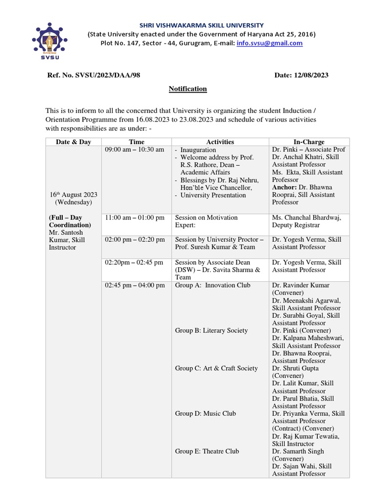 Office Order Regarding Orientation Program | PDF | Governance | Meetings