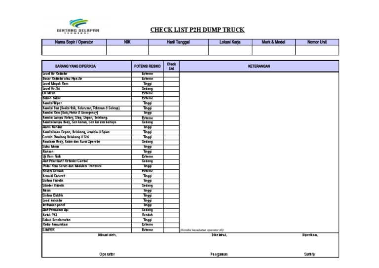 Form P2H Dump Truck | PDF