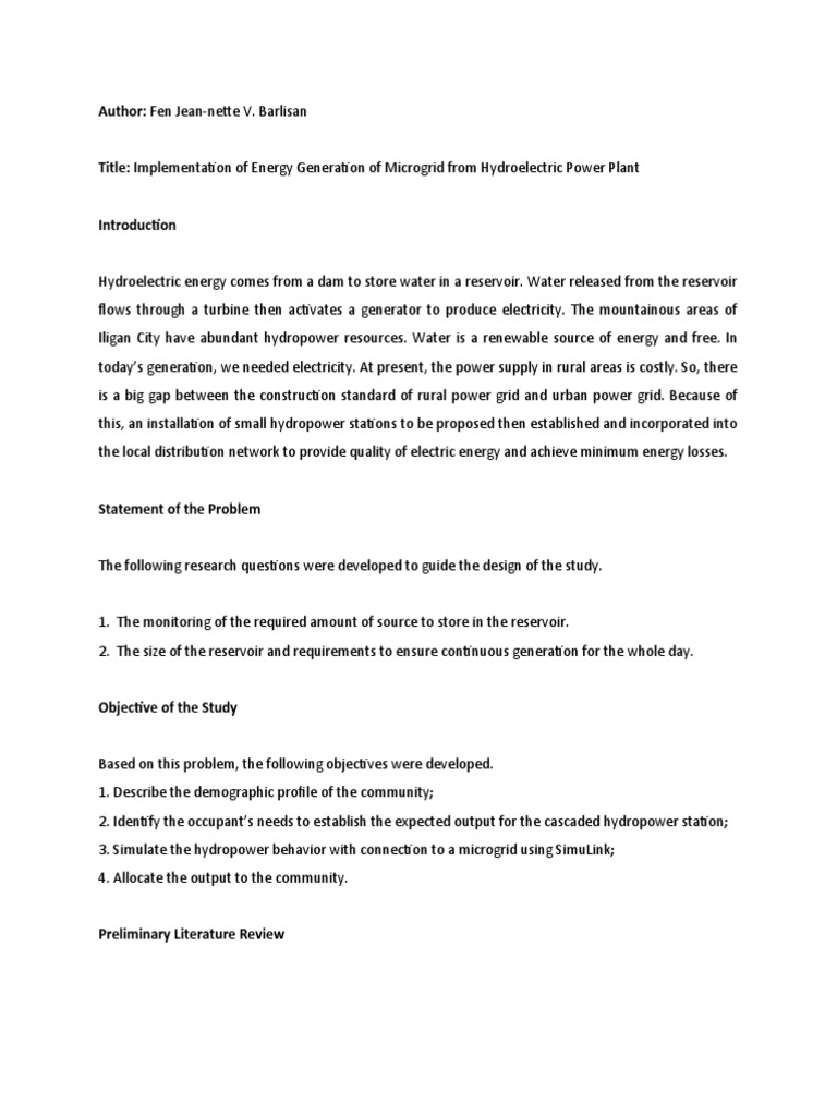 Concept Paper | PDF | Hydroelectricity | Distributed Generation