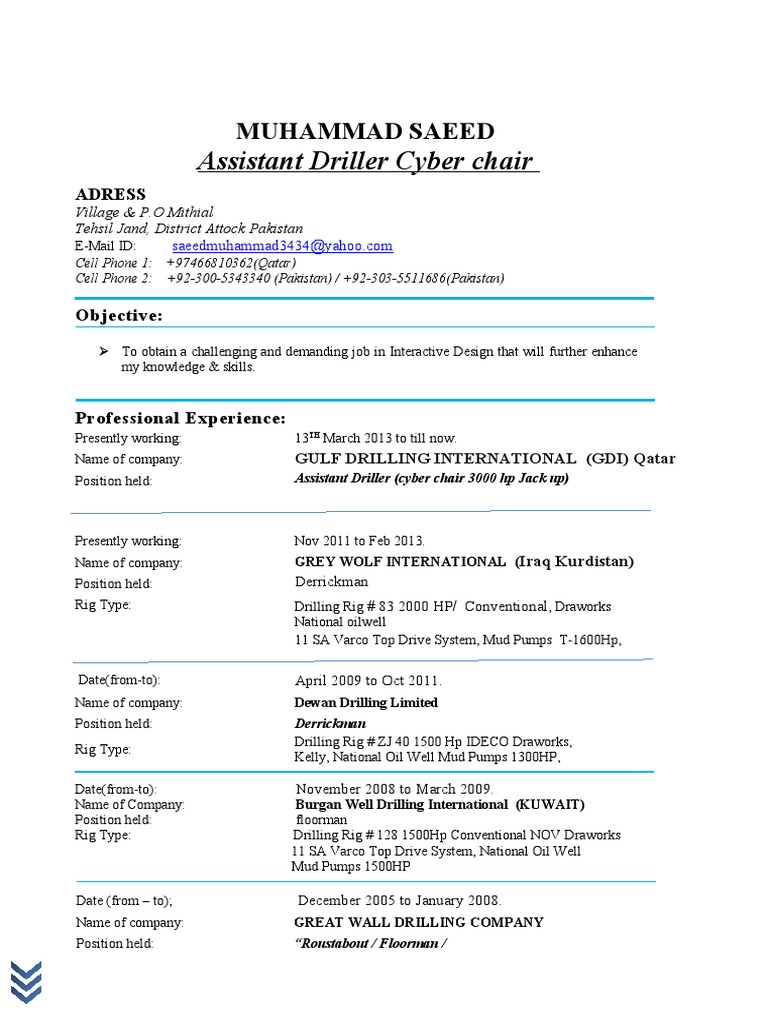 Assistant Driller Offshore 001 | PDF | Safety | Oil Well