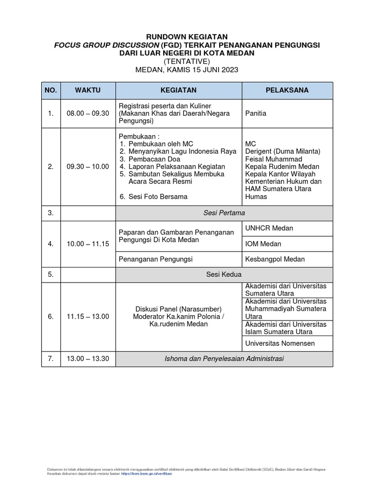 Rundown Susunan Acara FGD Real New | PDF