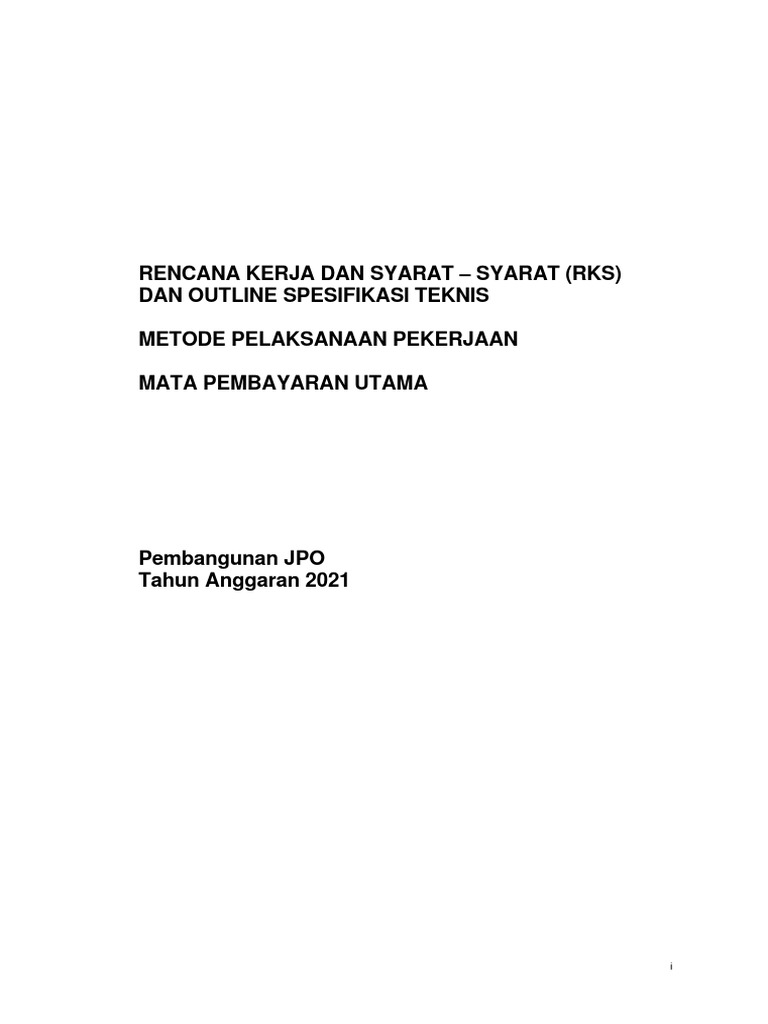 Rks Spek Teknis Pembangunan Jpo | PDF