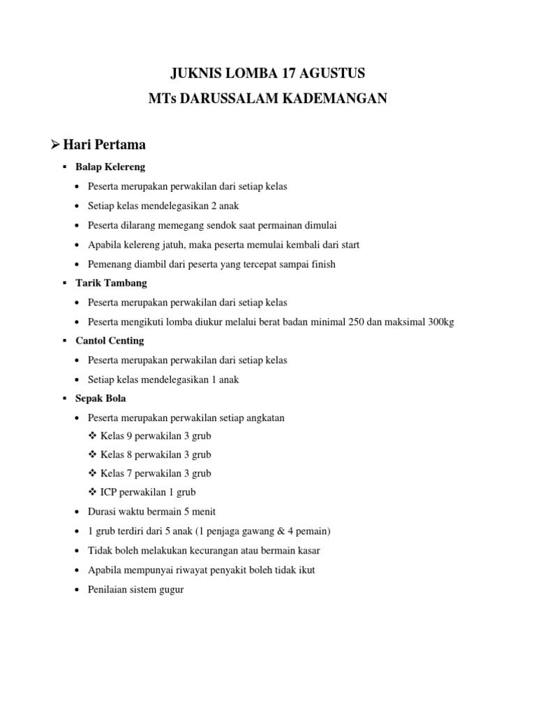 Juknis Lomba 17 Agustus | PDF | Seni