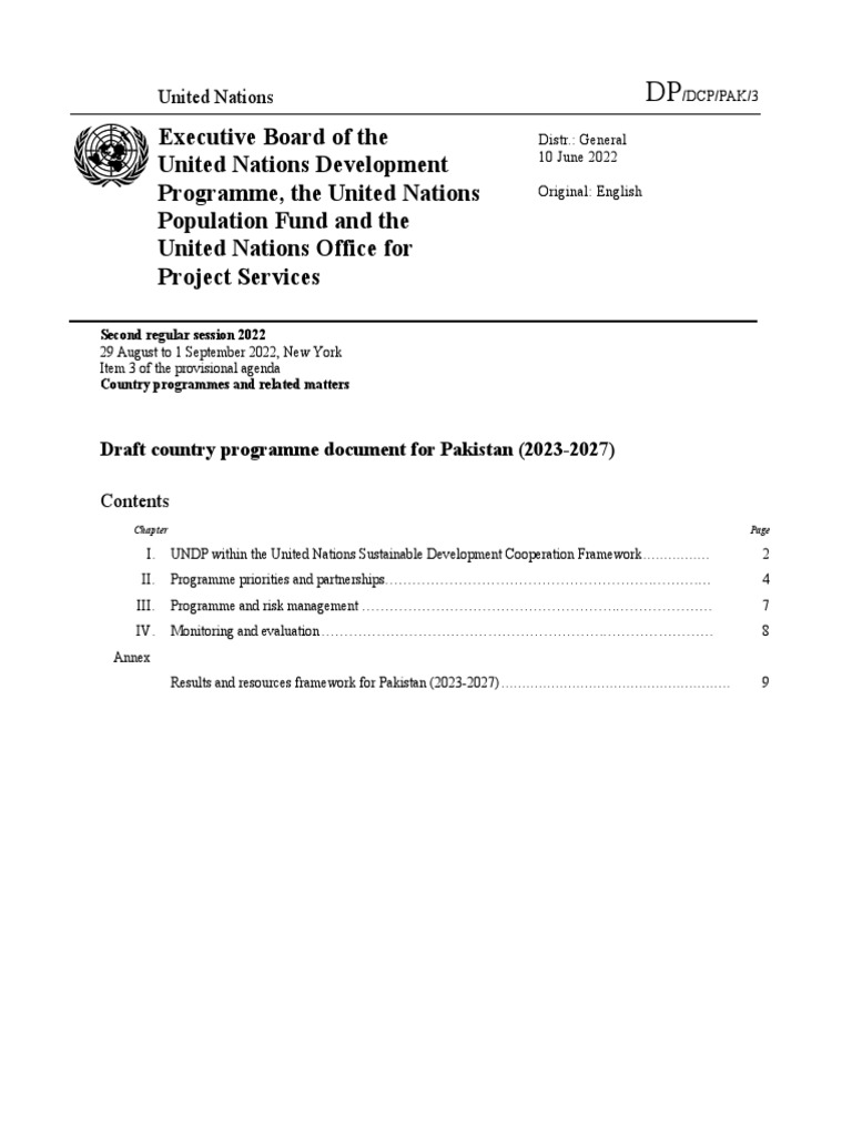 Country Programme Document - Pakistan 2023-2027 | PDF | United Nations ...
