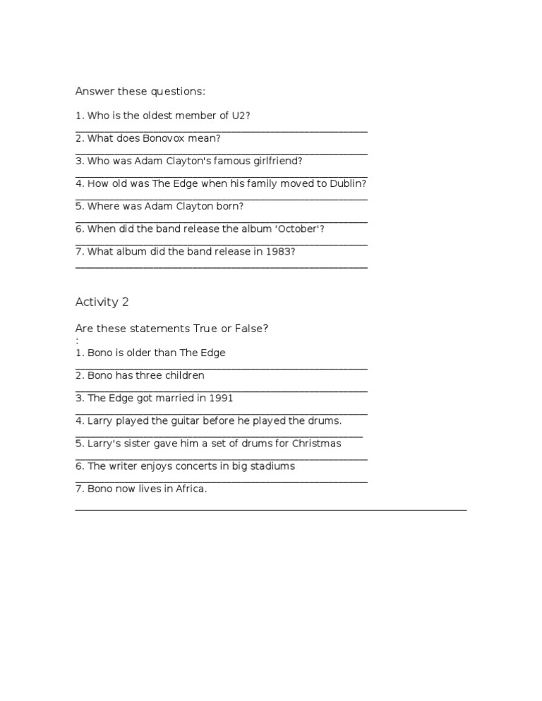 Answer These Questions:: Activity 2 | PDF