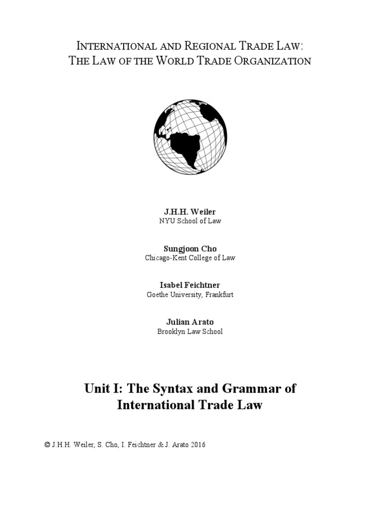 WTO Unit 1 Syntax and Grammar 2016 Editon | PDF | World Trade Organization | Most Favoured Nation