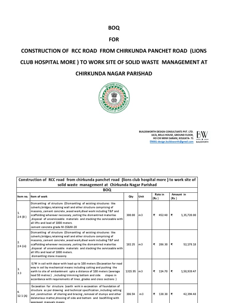 Boq-Road Chirkunda | PDF | Concrete | Road Surface