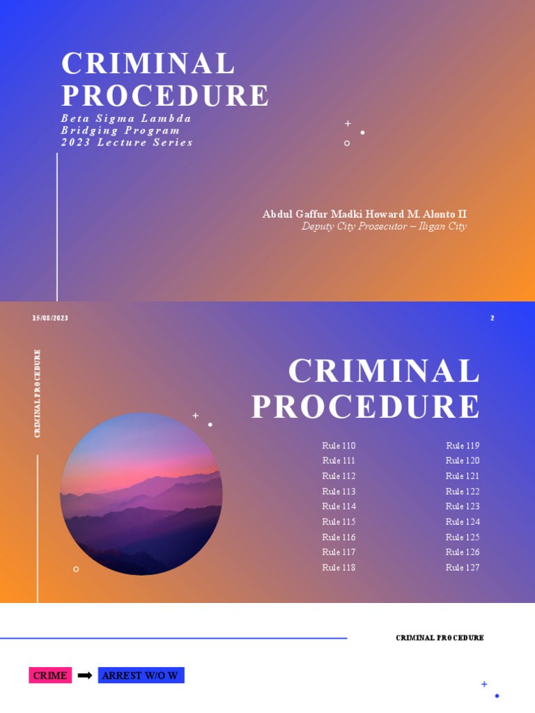Crimpro Lecture | PDF | Prosecutor | Plea
