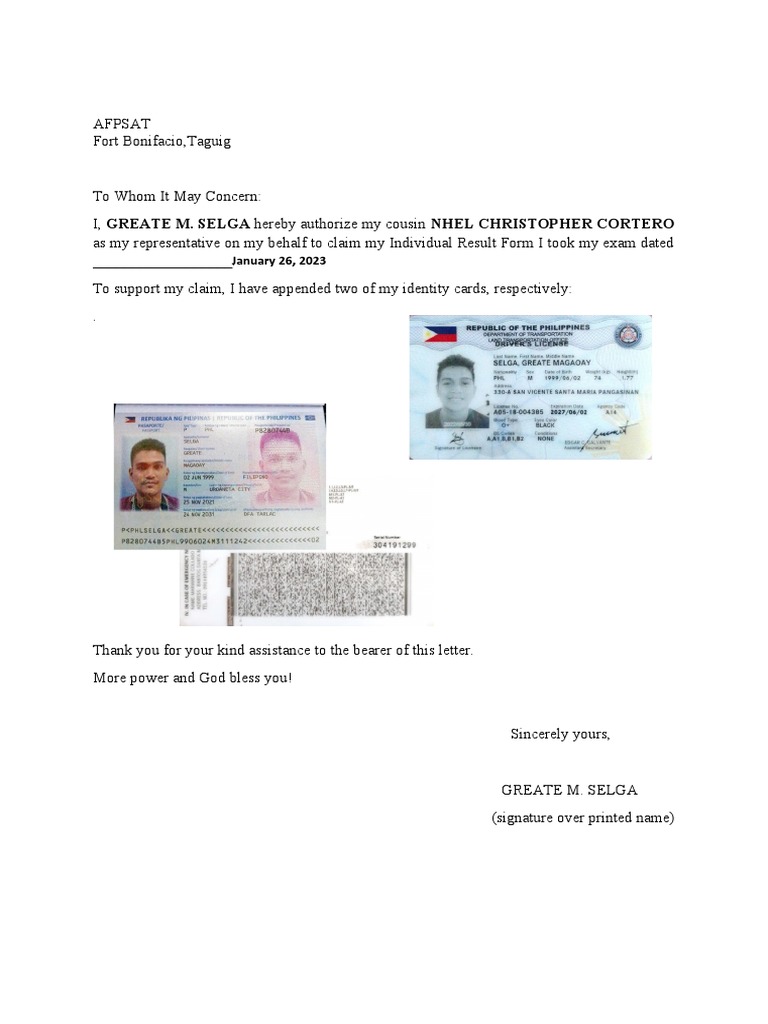 Authorization-Letter Afpsat | PDF