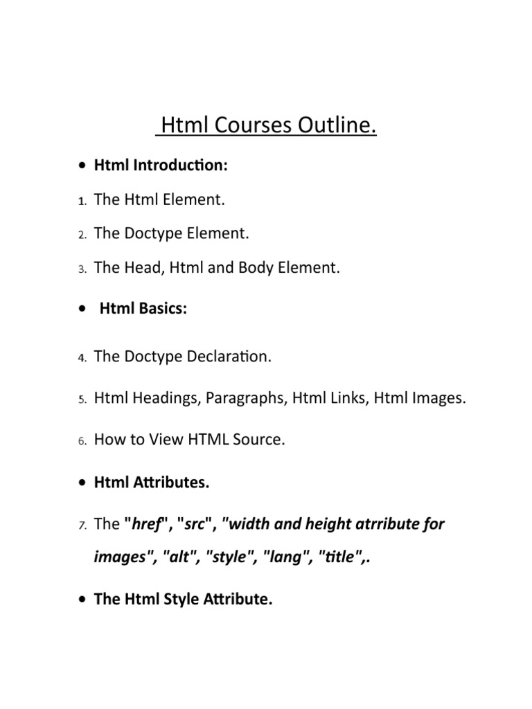 Web Development FrontEnd HTML and Css Outline Courses | PDF Web Development FrontEnd HTML and Css Outline Courses | PDF