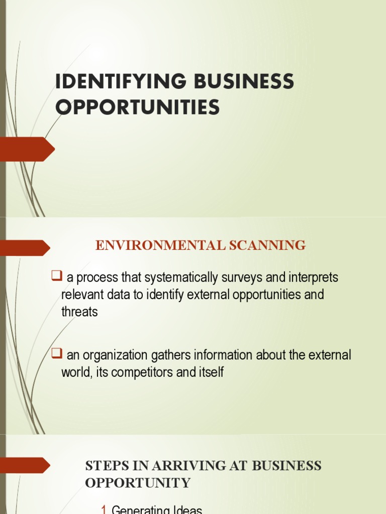 Identifying Business Opportunities | PDF | Business | Business Economics