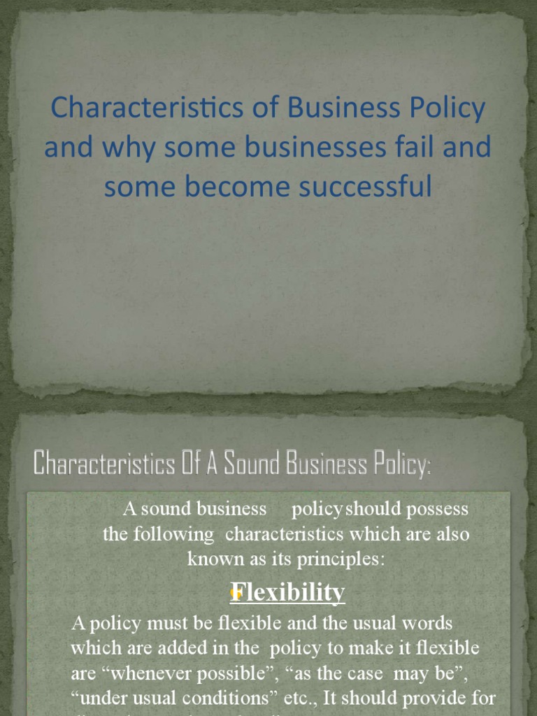 Characteristics of Effective Business Policy | PDF | Policy | Equity (Law)