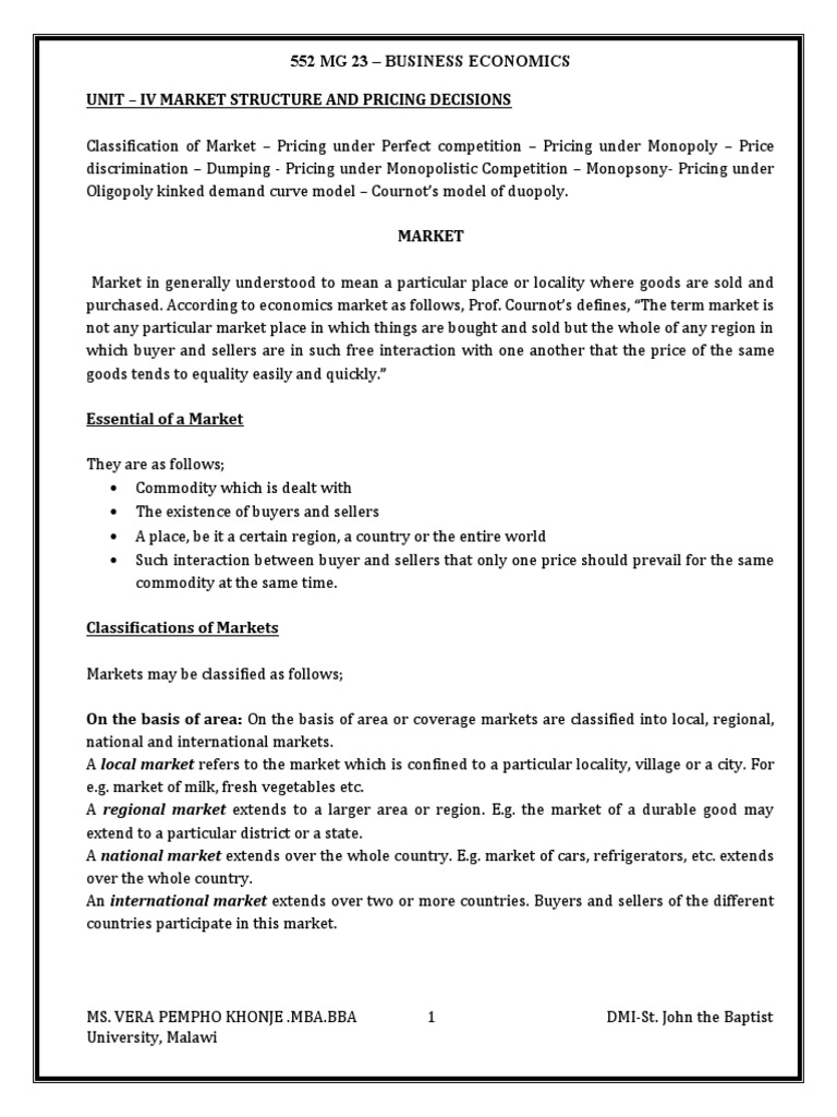 Market Structures and Pricing Strategies | PDF | Monopoly | Profit ...