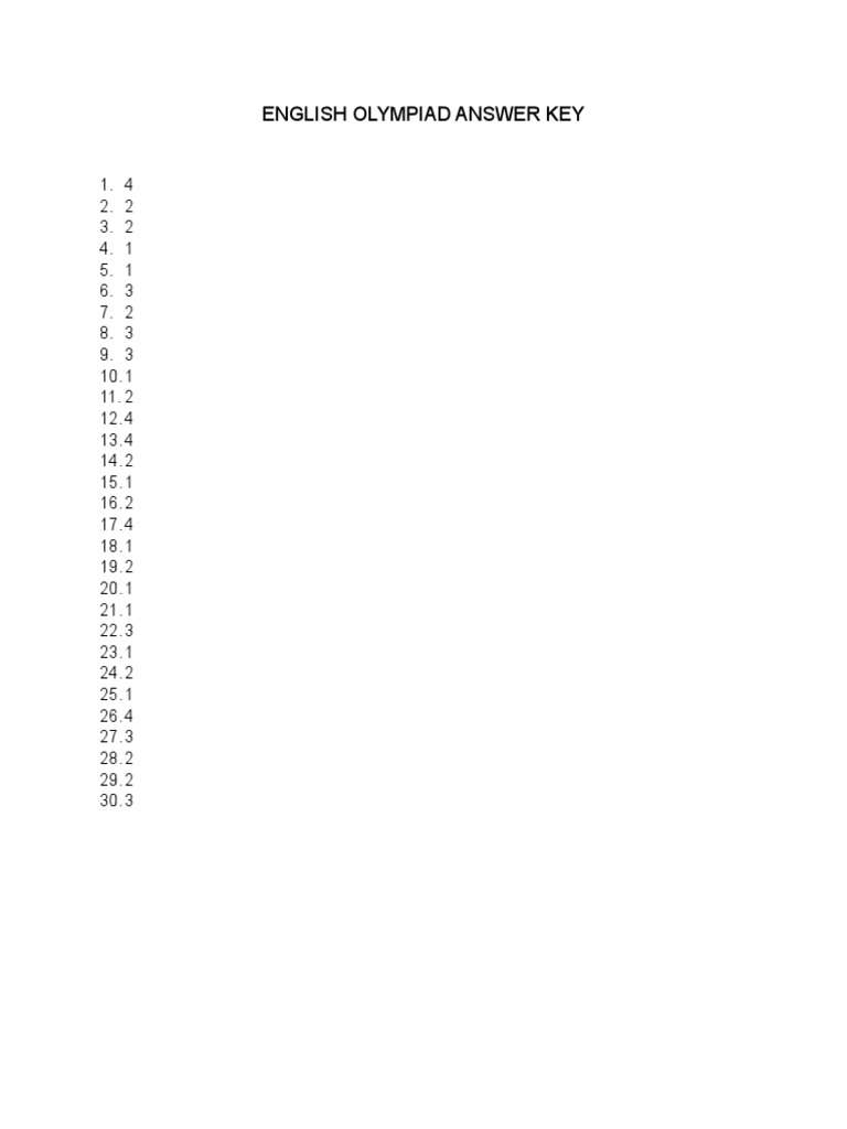 English Olympiad Answer Key | PDF