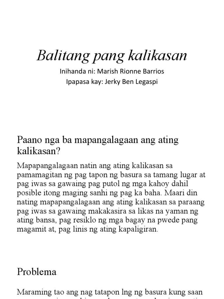 Balitang Pang Kalikasan | PDF