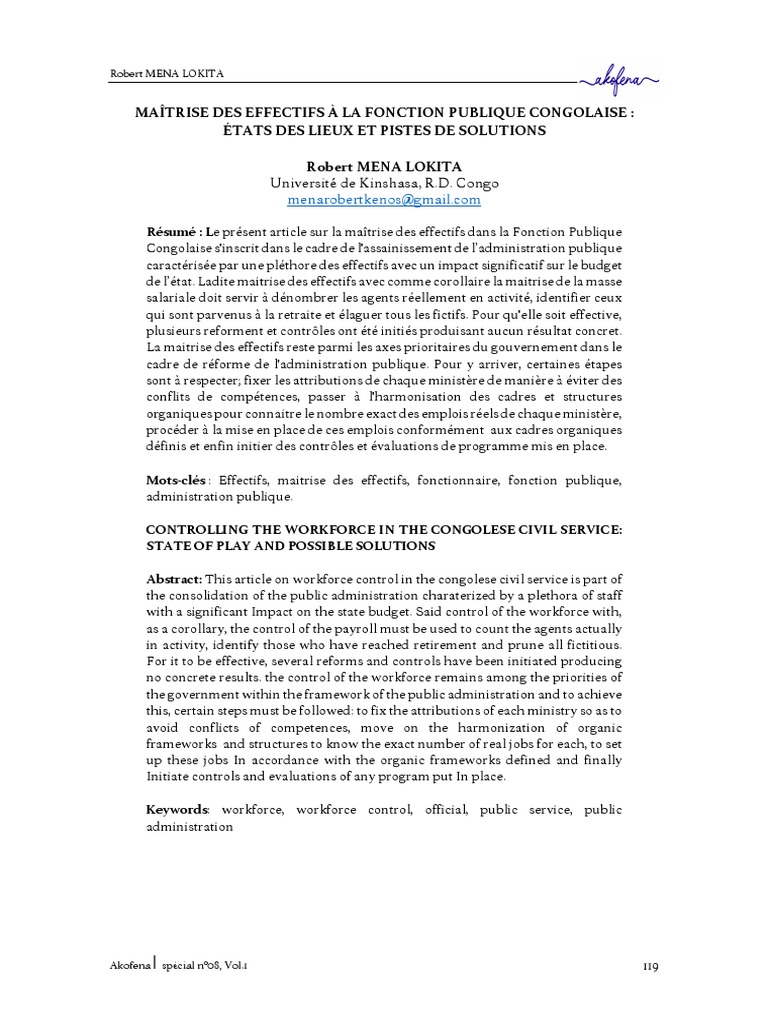 10 T06 25 Robert MENA LOKITA pp.119 126 | PDF | Gouvernance | Administration publique