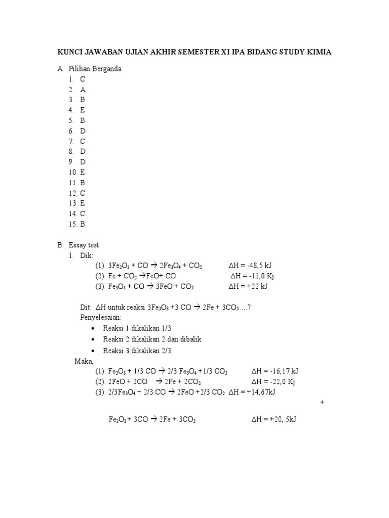 Kunci Jawaban Kimia | PDF