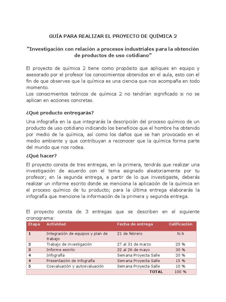Proyecto Química II Feb2023 | PDF | Ciencias fisicas | Química