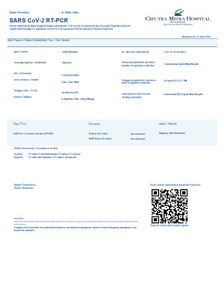 Hasil PCR Ardha Rahardian | PDF
