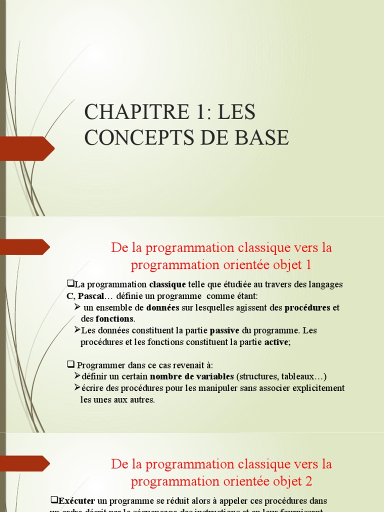 Chapitre 1 Concepts de Base de La Poo | PDF | Classe (informatique ...