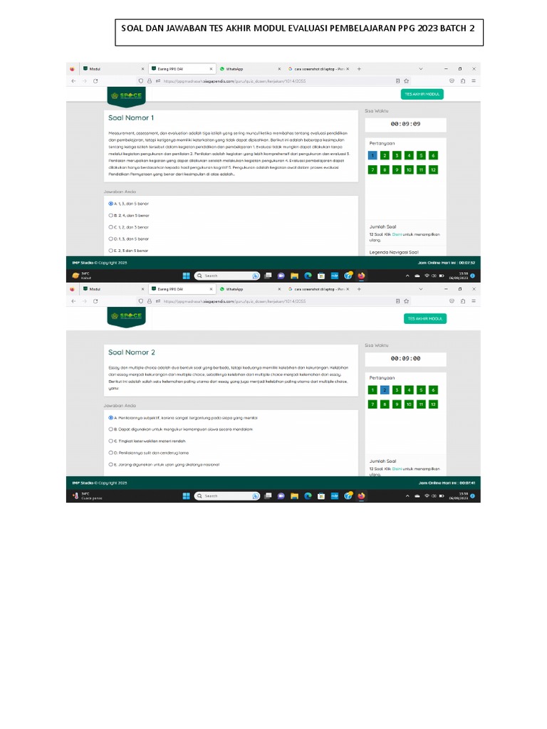 Soal Dan Jawaban Tes Akhir Modul Evaluasi Pembelajaran PPG 2023 Batch 2 ...
