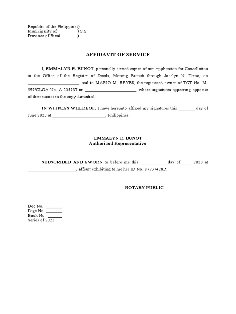Mario M. Reyes-599-Affidavit of Service | PDF