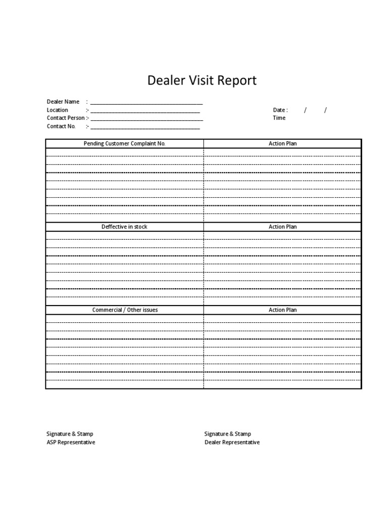 Dealer Visit Report Template | PDF | Law