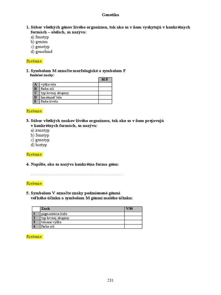 16 GENETIKA Test 130otázok | PDF