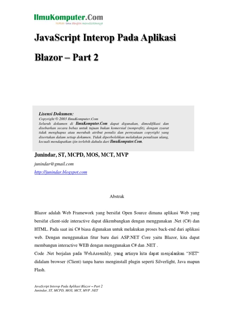 Jun Blazor Javascript Interop 2 | PDF