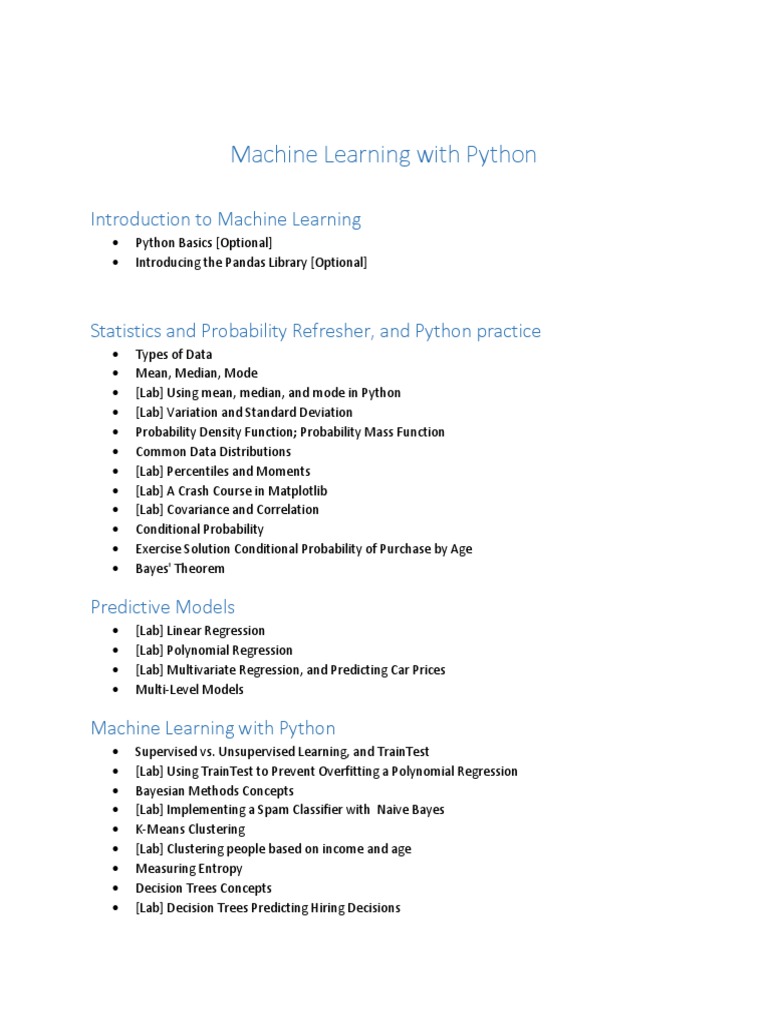 Machine Learning With Python | PDF | Machine Learning | Regression Analysis