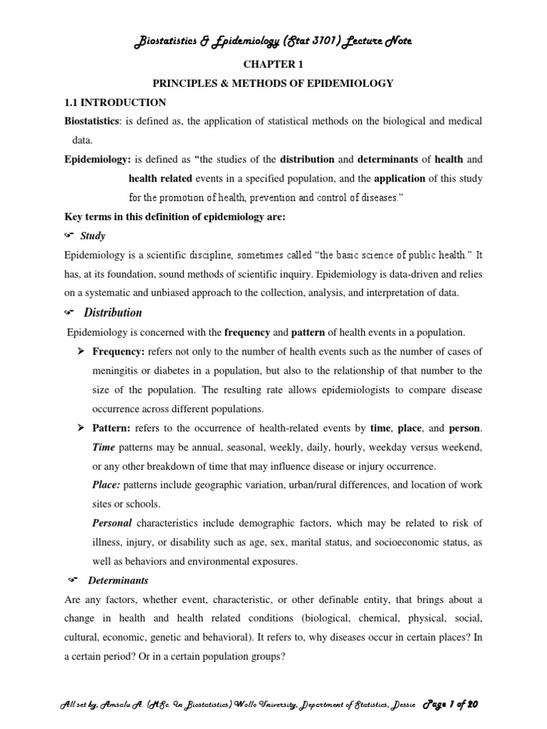 lecturenote_2121234844Biostatistics and Epidemiology (Stat3101) handout chapter-1 | PDF ...