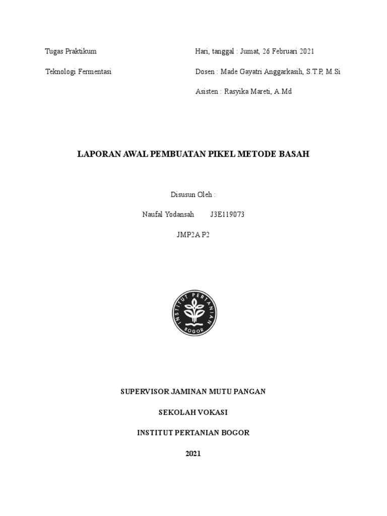Pembuatan Pikel Mentimun Metode Basah | PDF