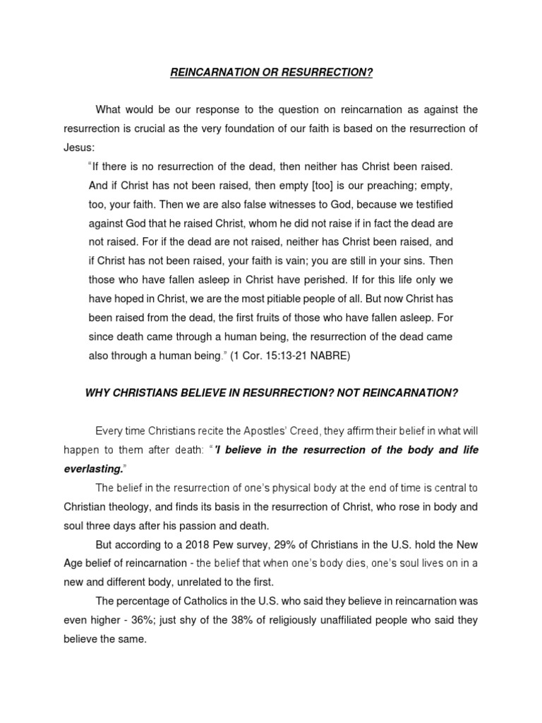 Reincarnation or Resurrection | PDF | Resurrection Of Jesus | Jesus