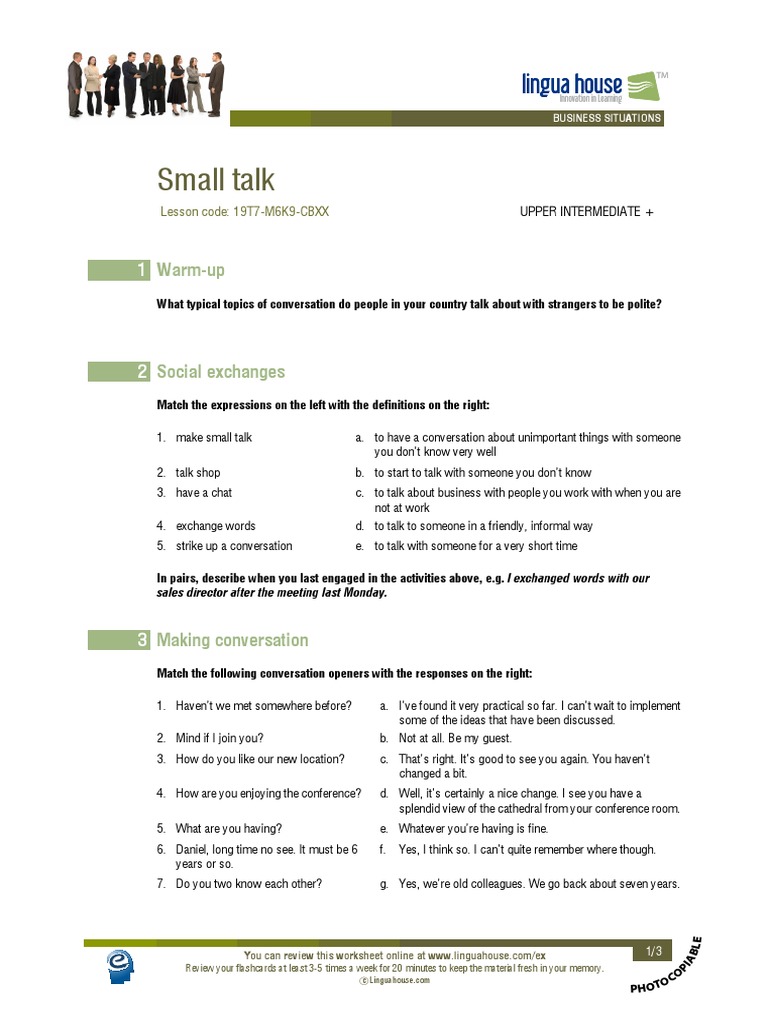 Small Talk | PDF | Conversation | Cognitive Science