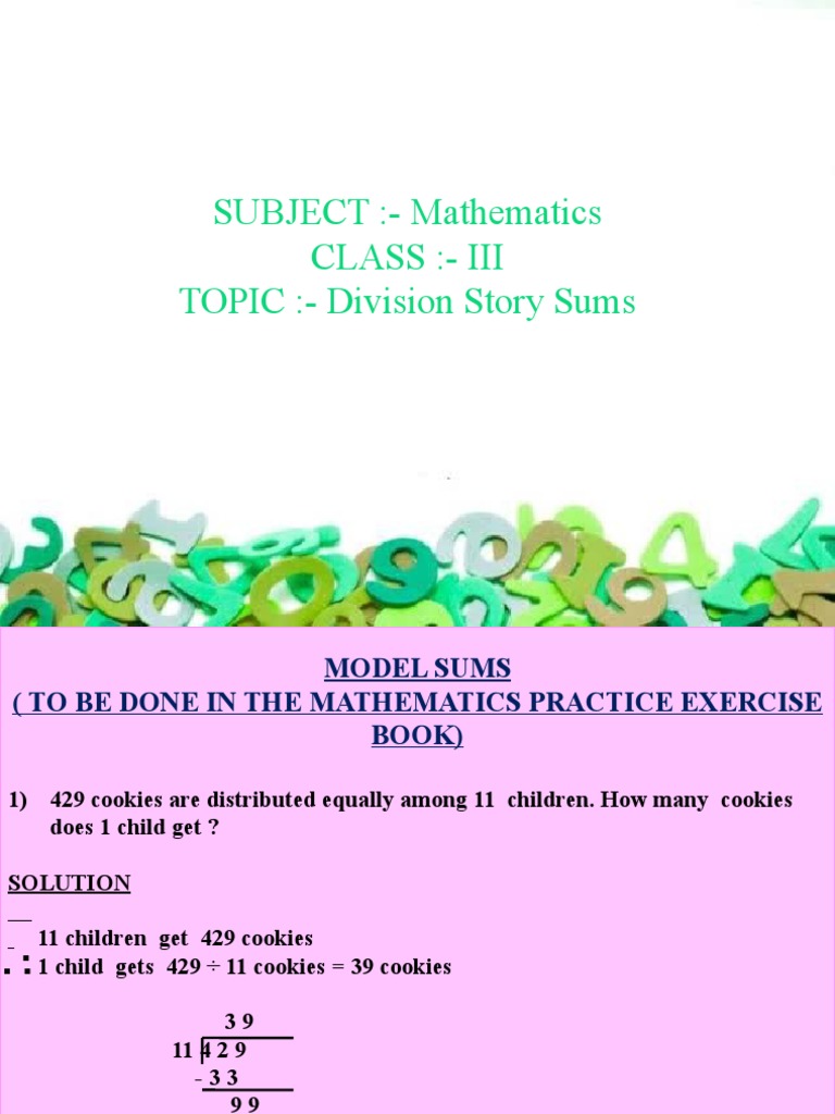 Division Story Sums for Class 3 | PDF