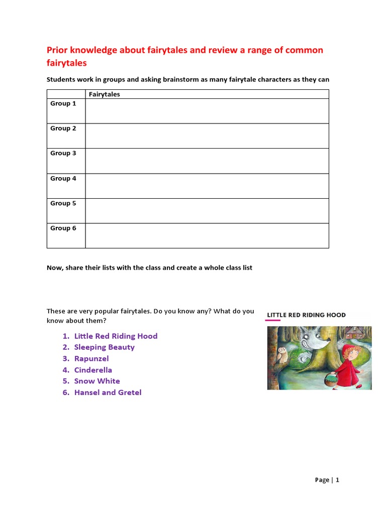 Fairytale Character Exploration Activities | PDF