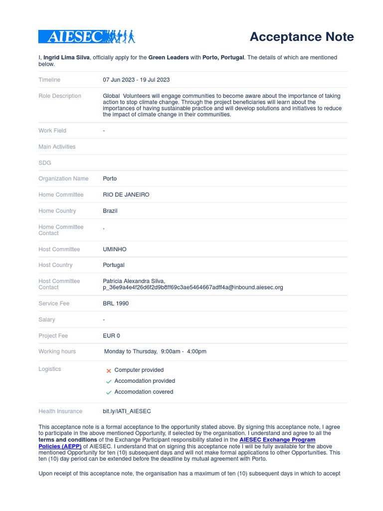 Acceptance Note 6422903 | PDF