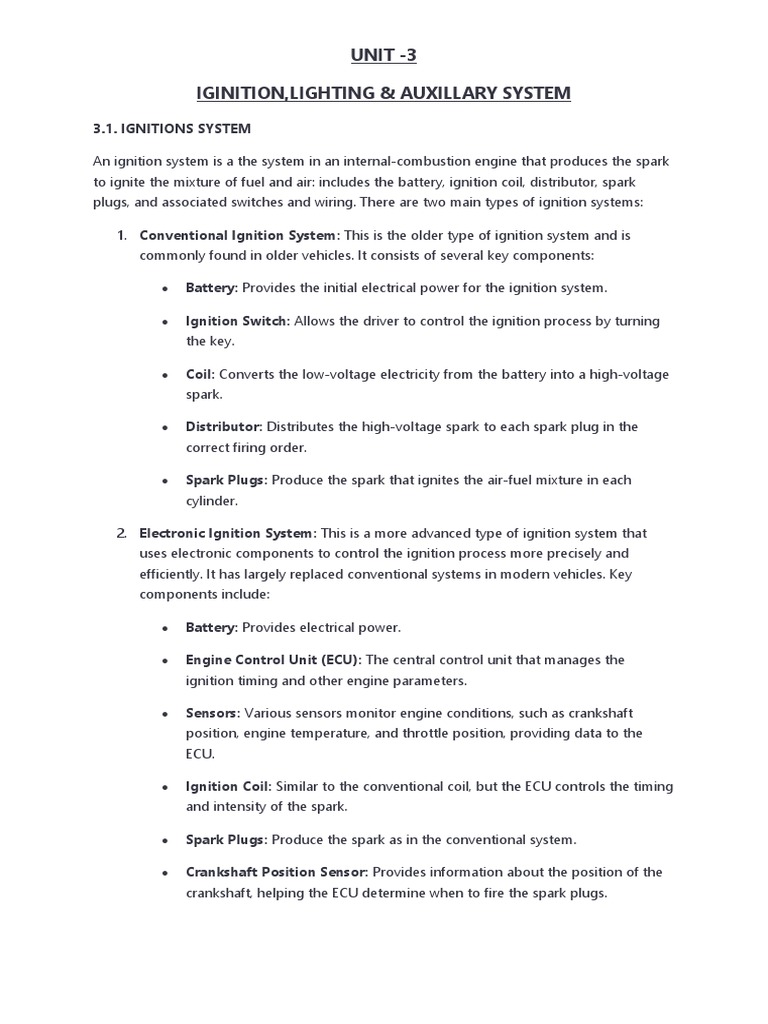 Unit 3 Aee | PDF | Ignition System | Internal Combustion Engine