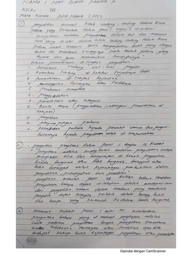 Uts PLKH Hukum Pidana Nike Diana Paulina Panjaitan | PDF