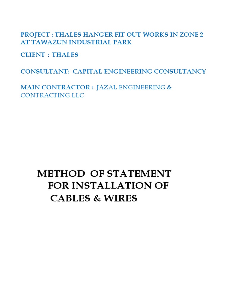 Mos - Installation of Cables & Wires - Thales Project | PDF ...