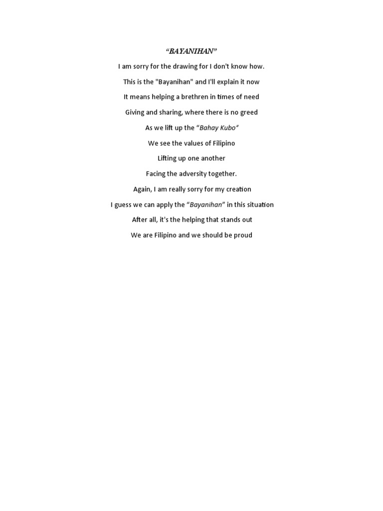 Bayanihan Poem | PDF