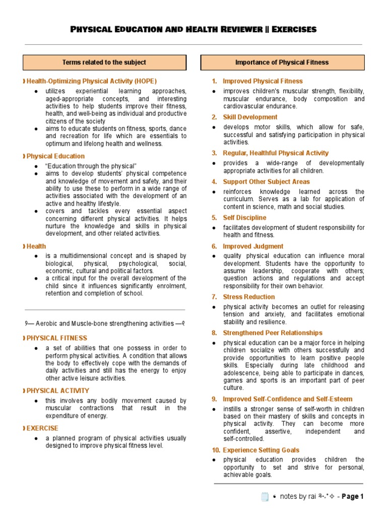 ?Q1 Physical Education and Health Reviewer | PDF | Physical Fitness ...