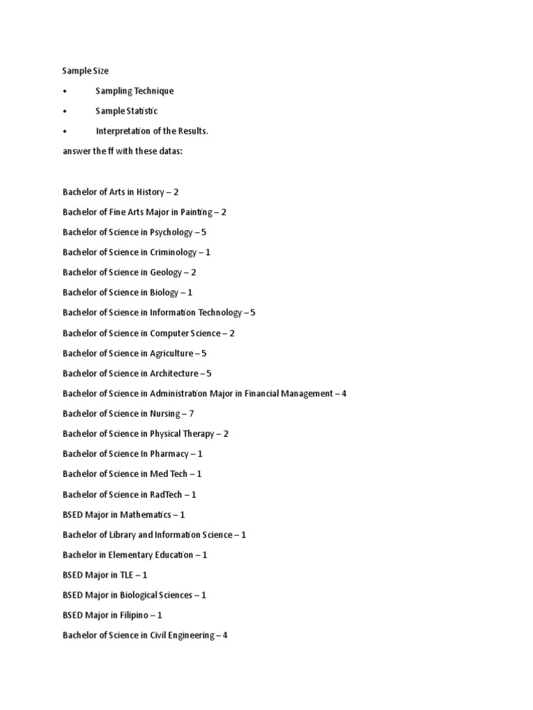 Sample Size | PDF | Bachelor's Degree | Bachelor Of Science