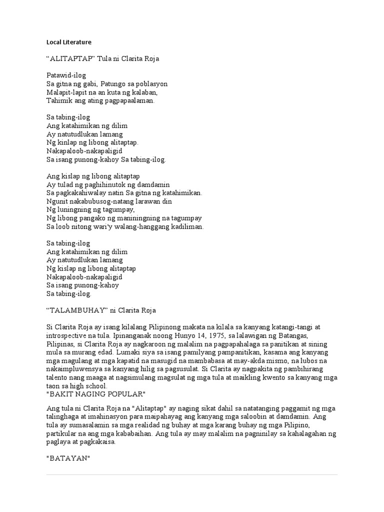 Local Literature | PDF