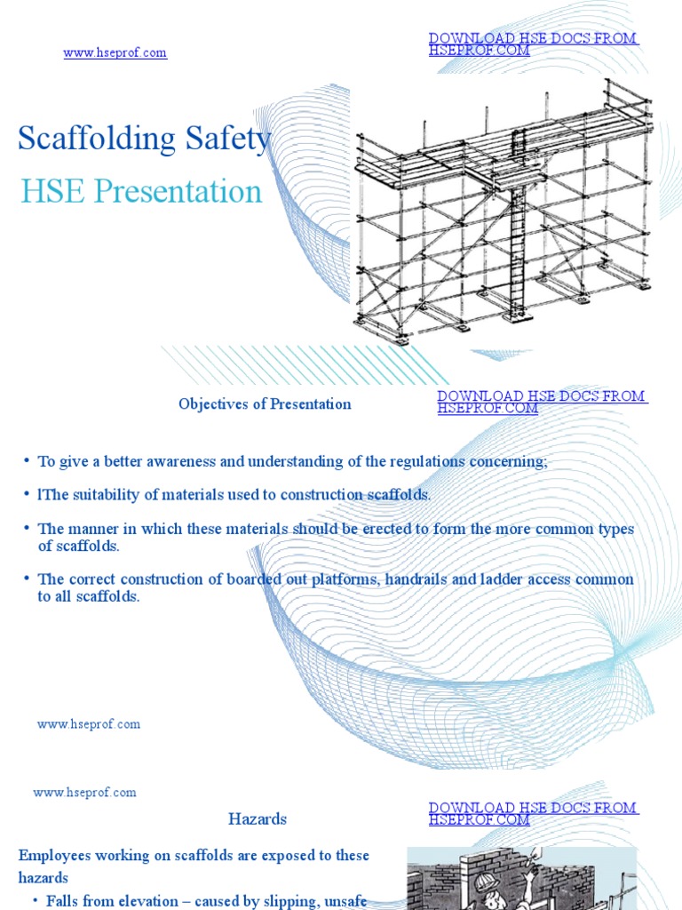 HSE Presentation On Scaffolding Safety | PDF | Scaffolding | Manufactured Goods