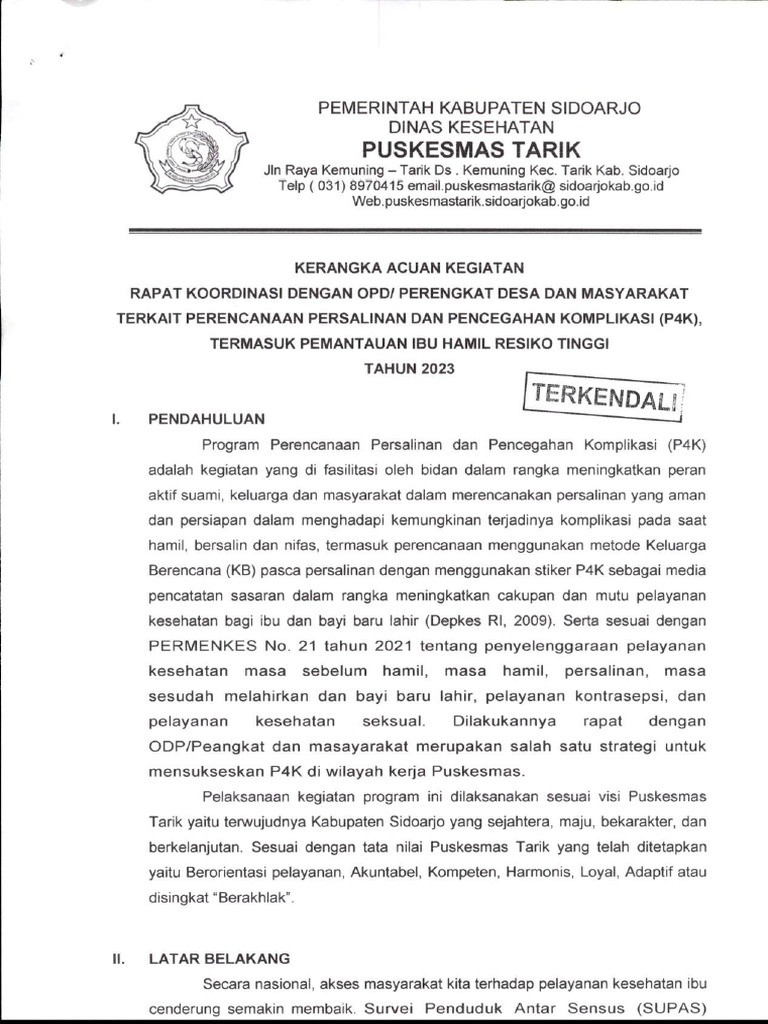 KAK Rapat Odp TTG P4K TH. 2023 | PDF