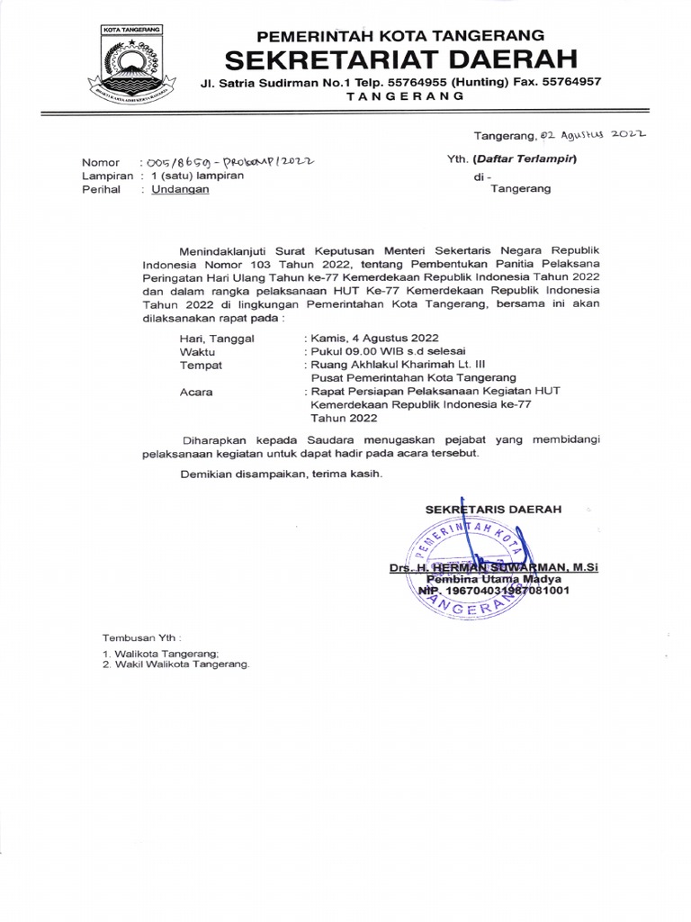 Undangan Rapat Hut Ri | PDF