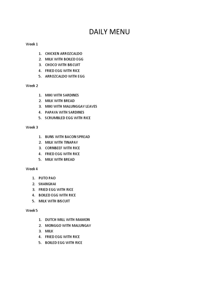 Daily Menu | PDF