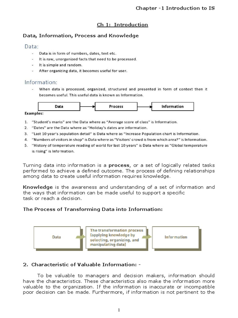 Chapter 1 Introduction To Information System | PDF | Information | Programming