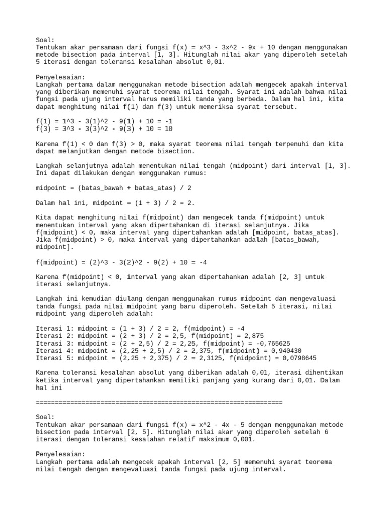 Komnum Contoh Soal | PDF | Sains & Matematika